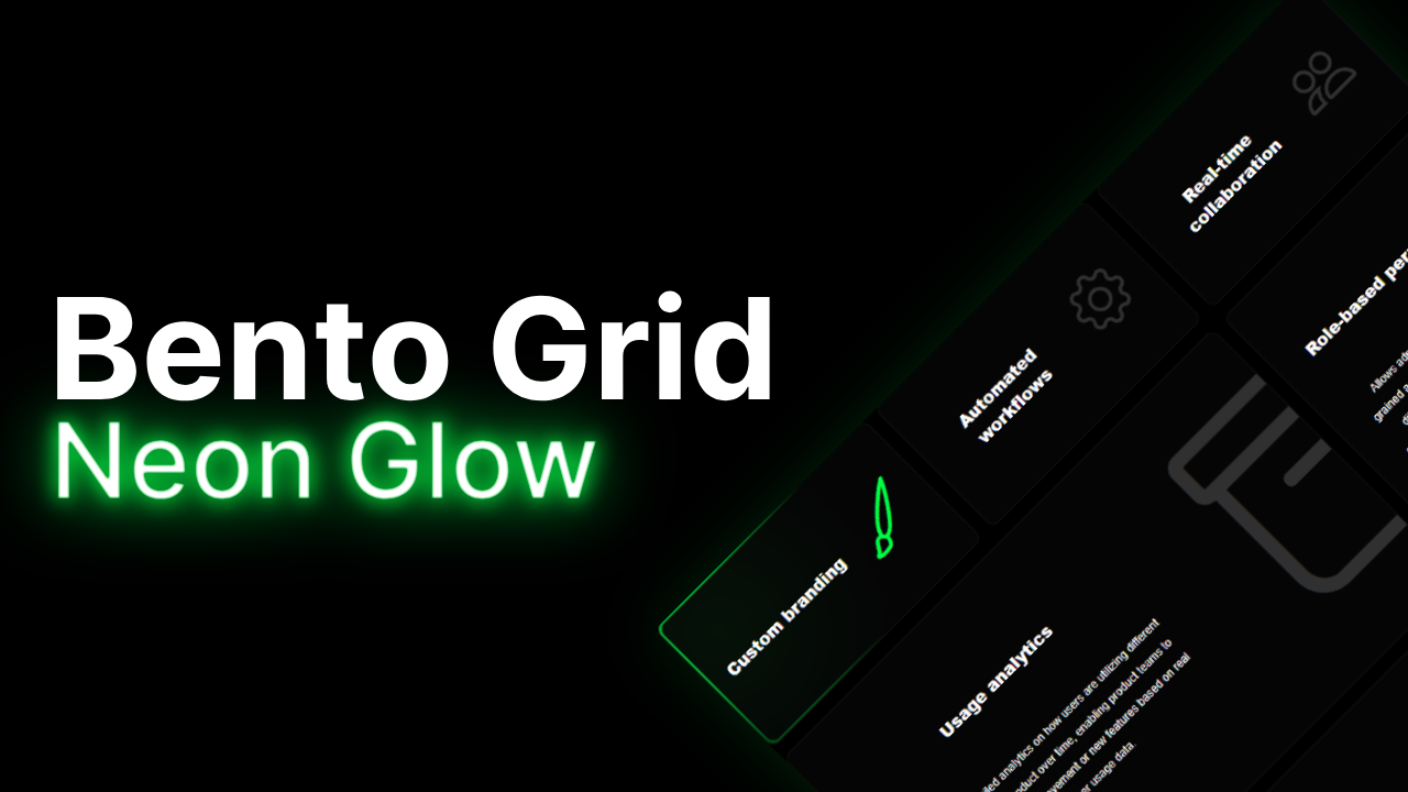 Bento Grid with NEON GLOW hover effect [HTML/CSS/Javascript]