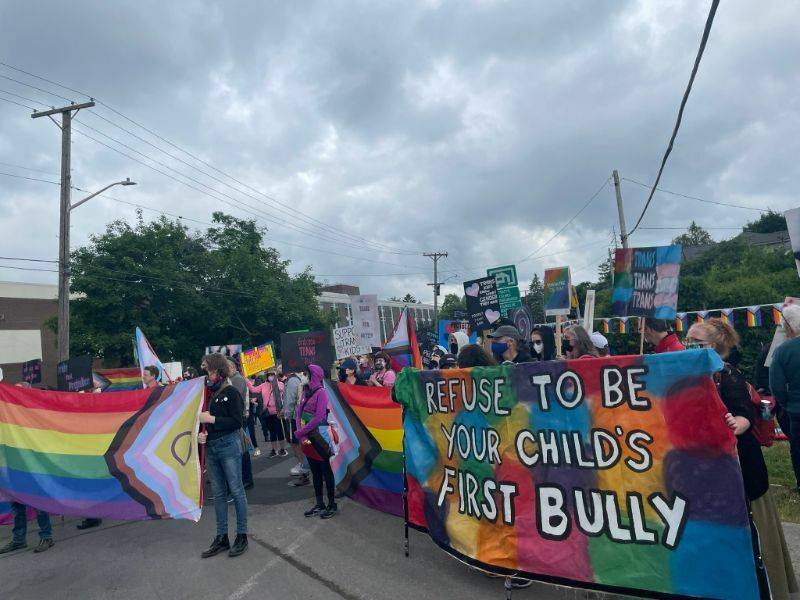 Counter-protesters outlast anti-trans protest