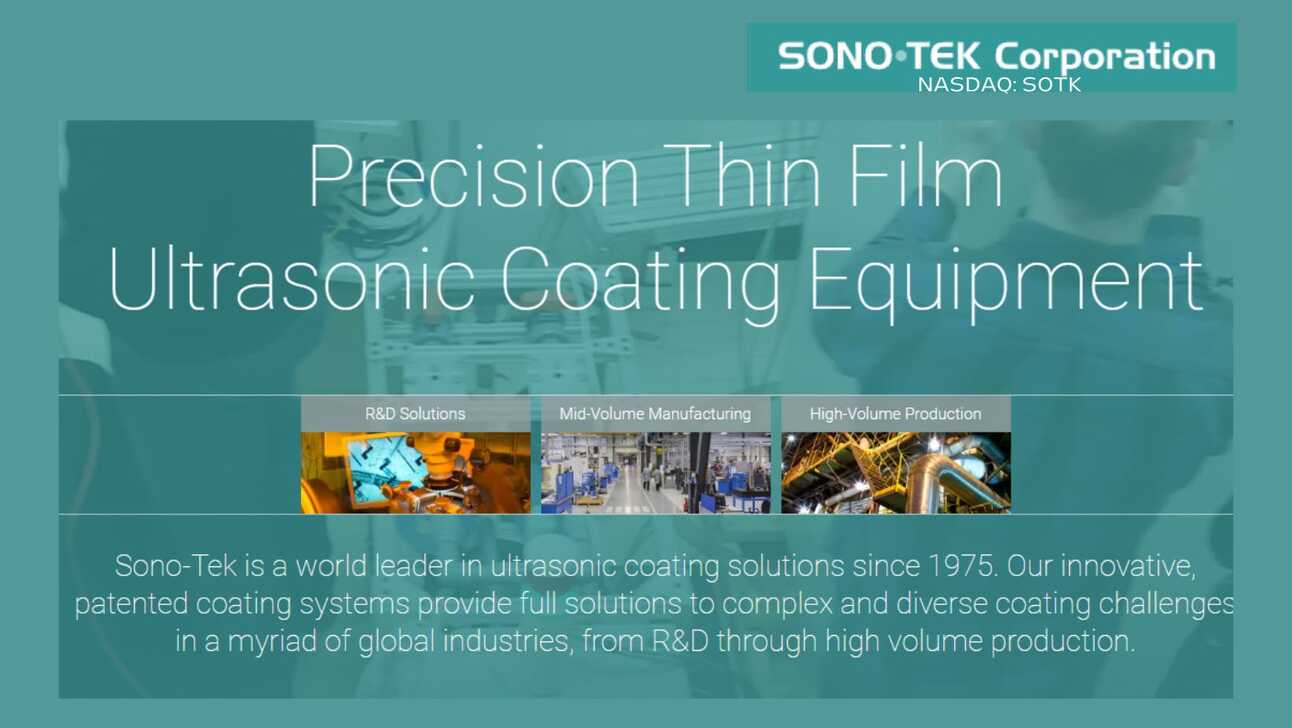 Sono-Tek Announces Additional $2.95 Million Order from Specialty Clean ...