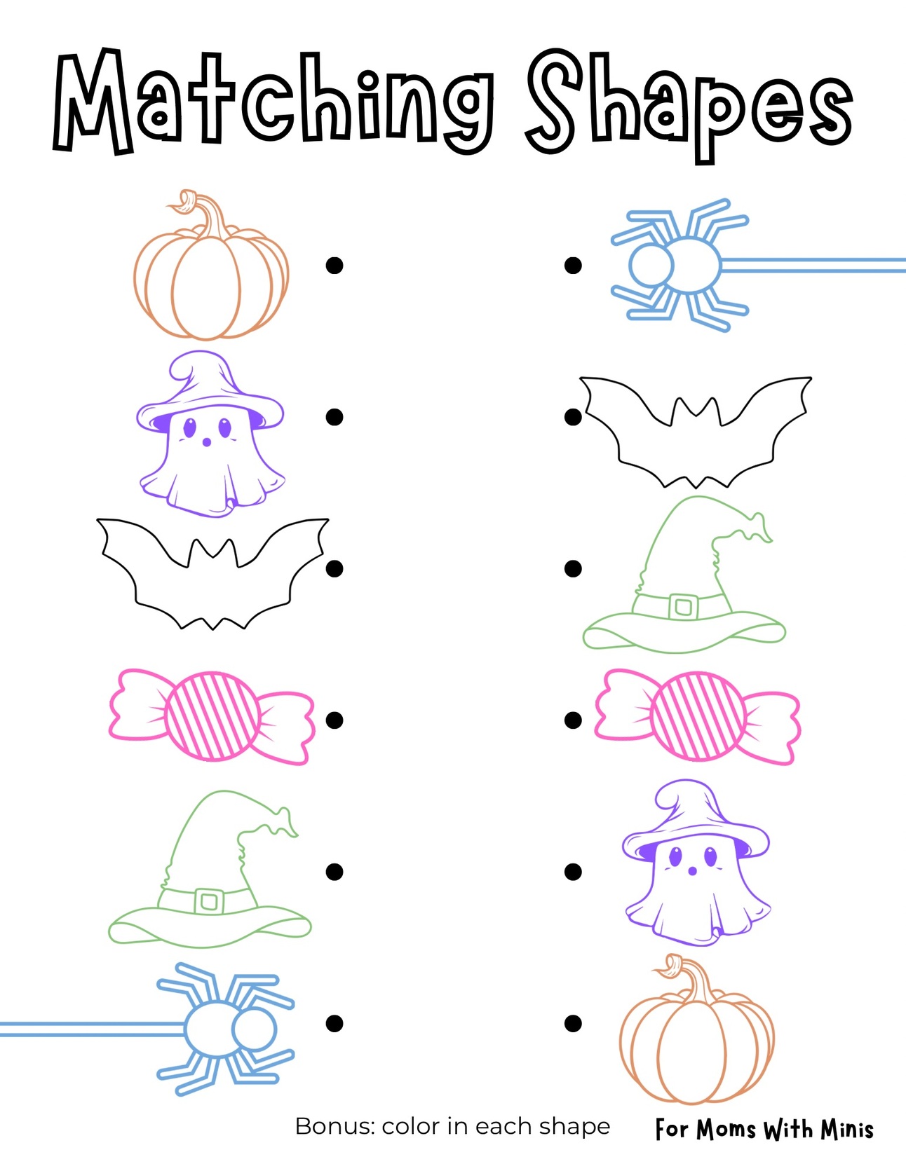 Halloween Matching Shapes Kids Activity Printable