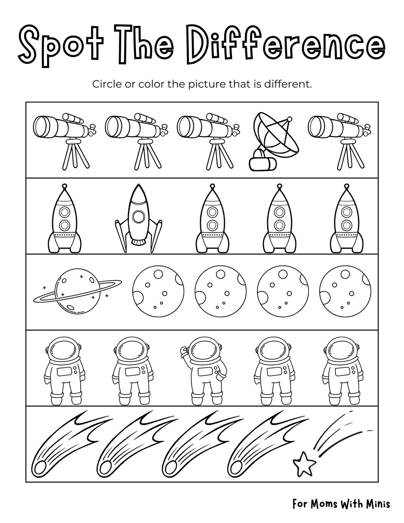 Space Themed Spot The Difference