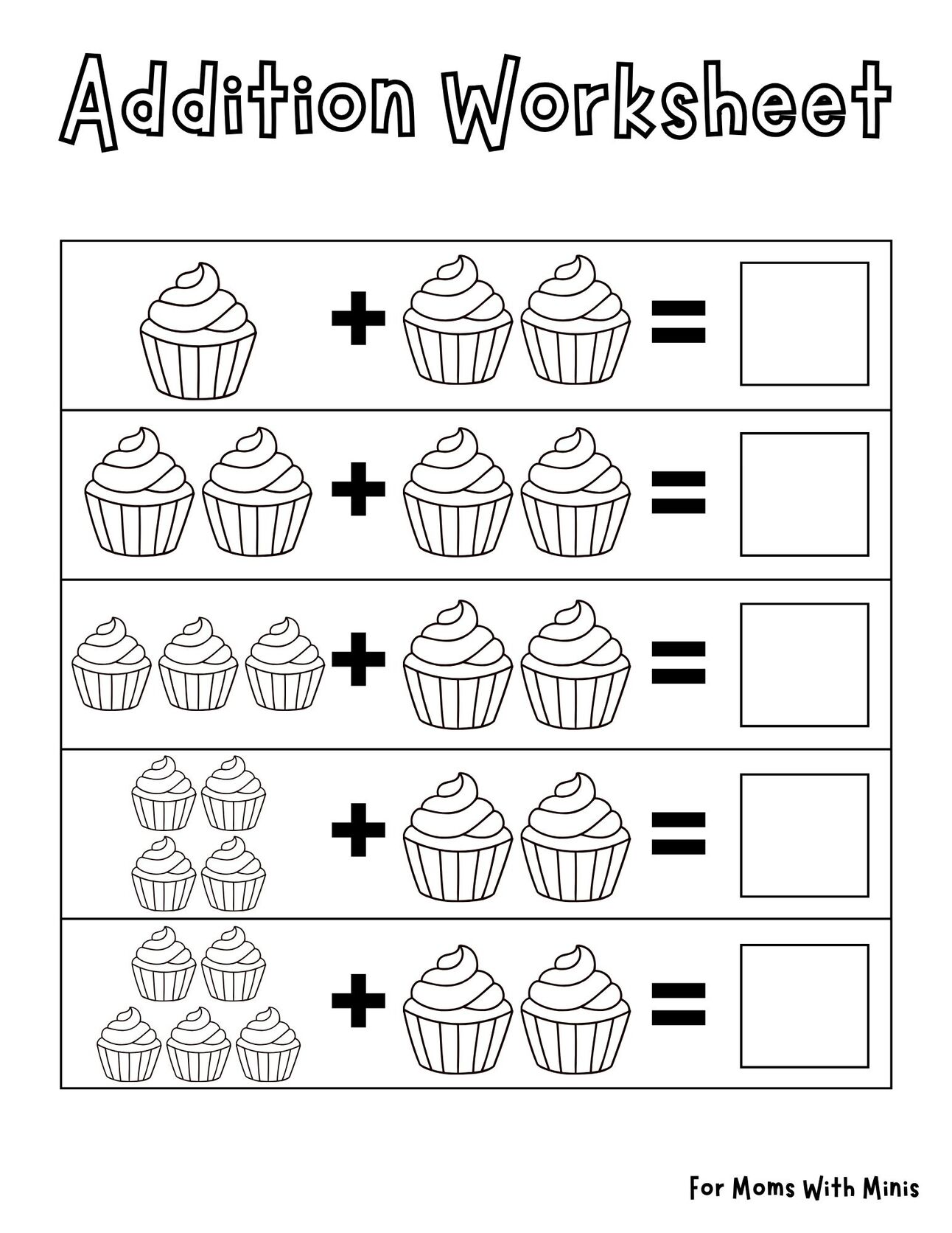 Cupcake Addition Worksheet