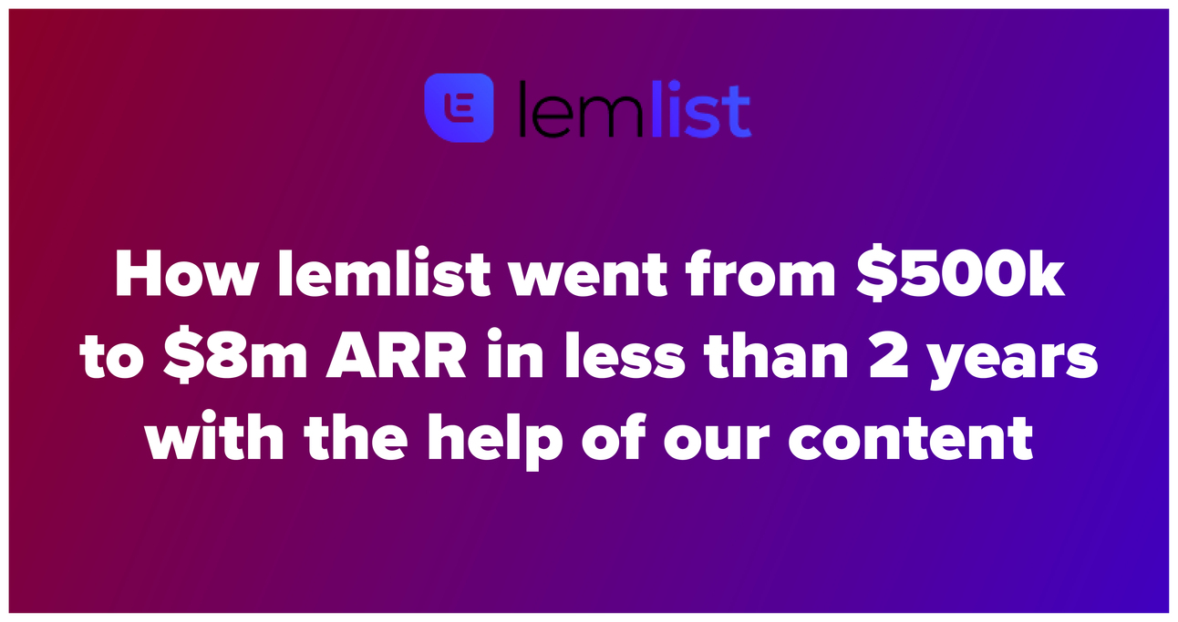 How lemlist went from $500k to $8m ARR in less than 2 years with the help of our content