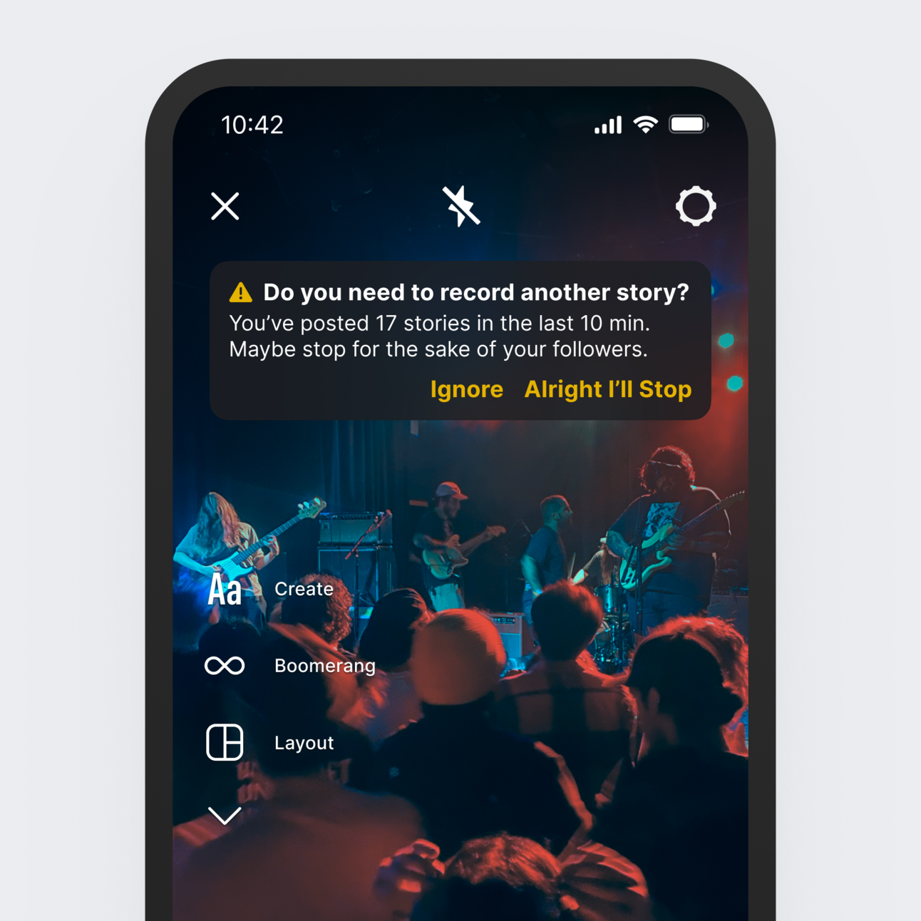 Instagram excessive story warning