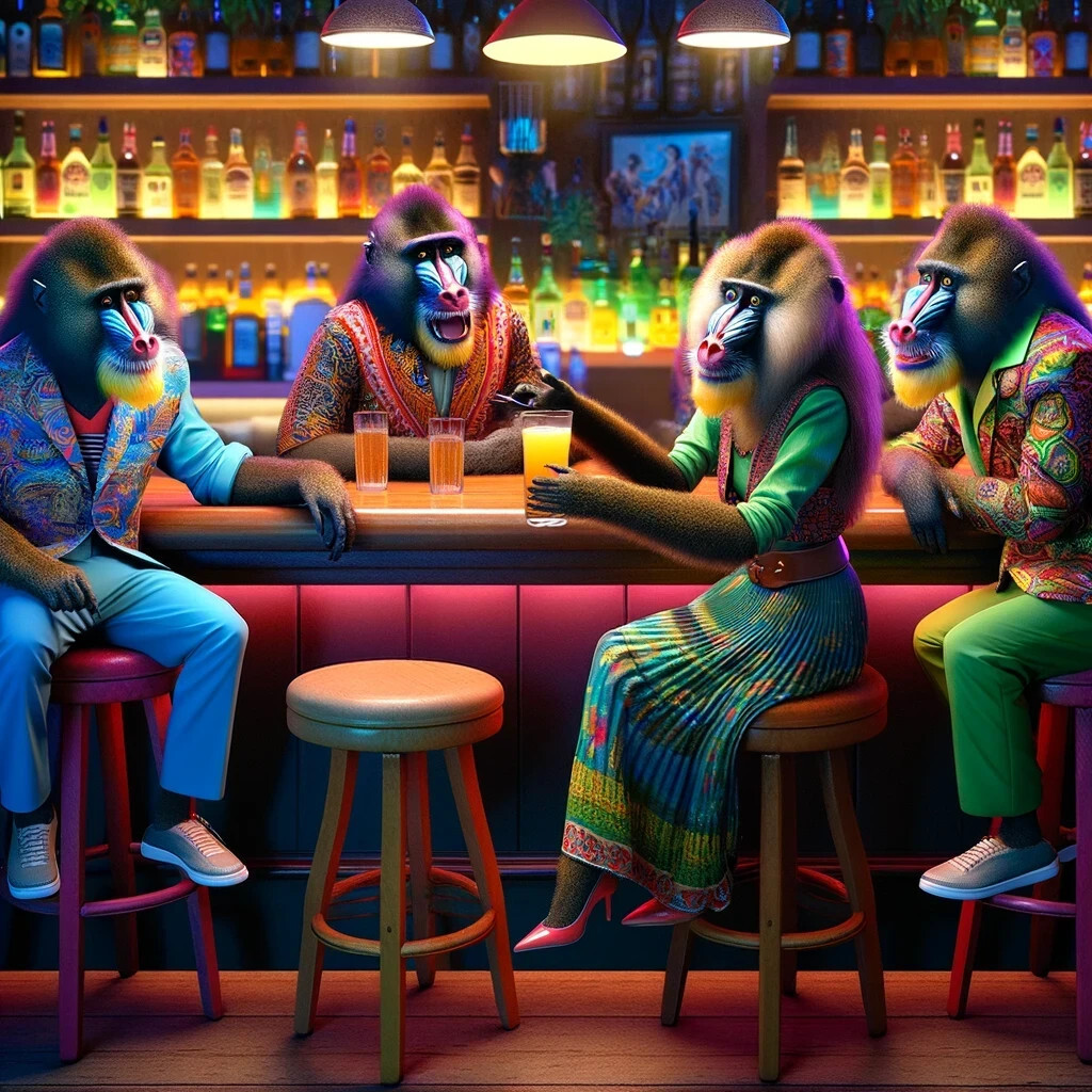 Coming and going, mandrills are the most colorful monkeys