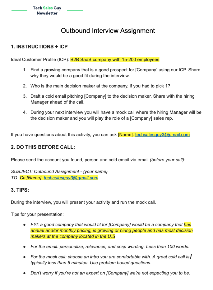 Outbound Interview Guide