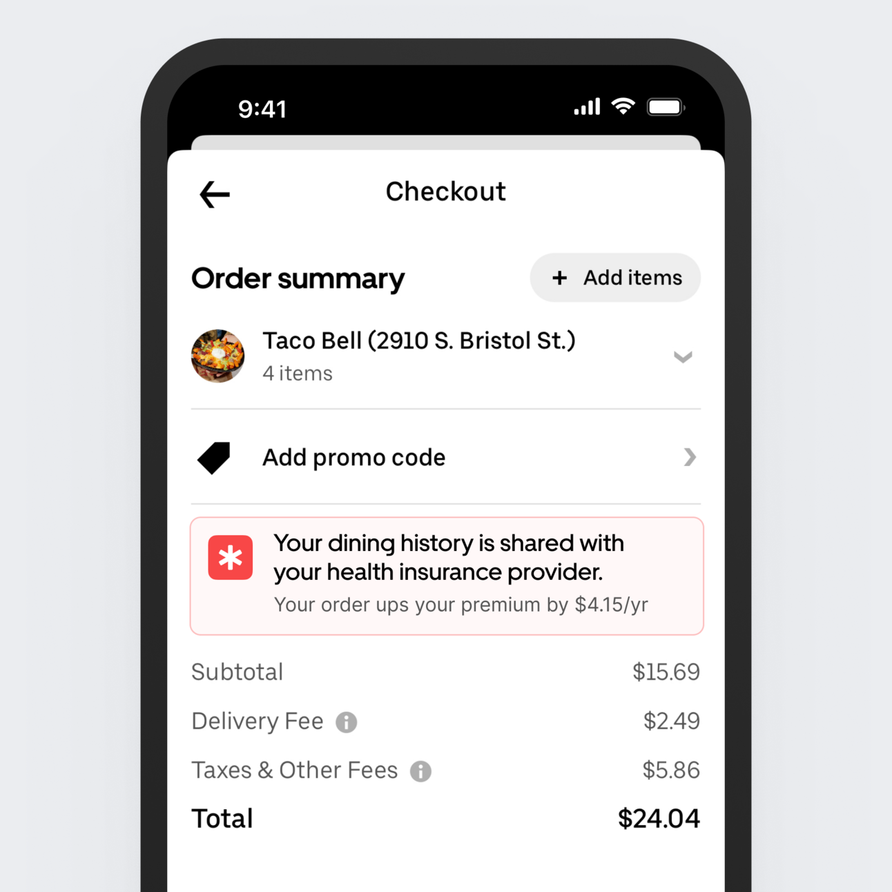 Uber Eats Insurance Integration