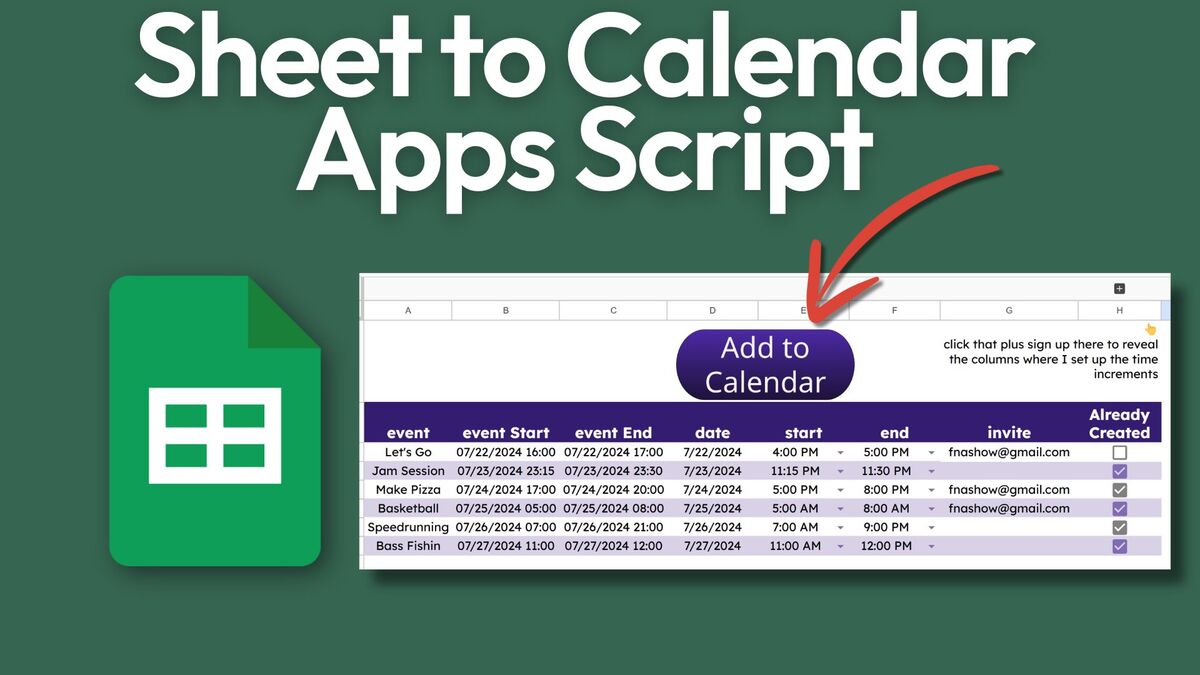 Add Events to Google Calendar from Google Sheets | Got Sheet