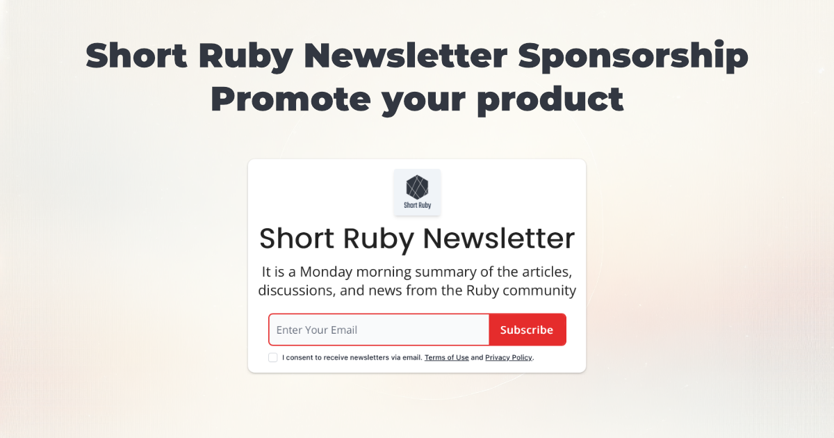 Sponsorship and Ads | Short Ruby Newsletter