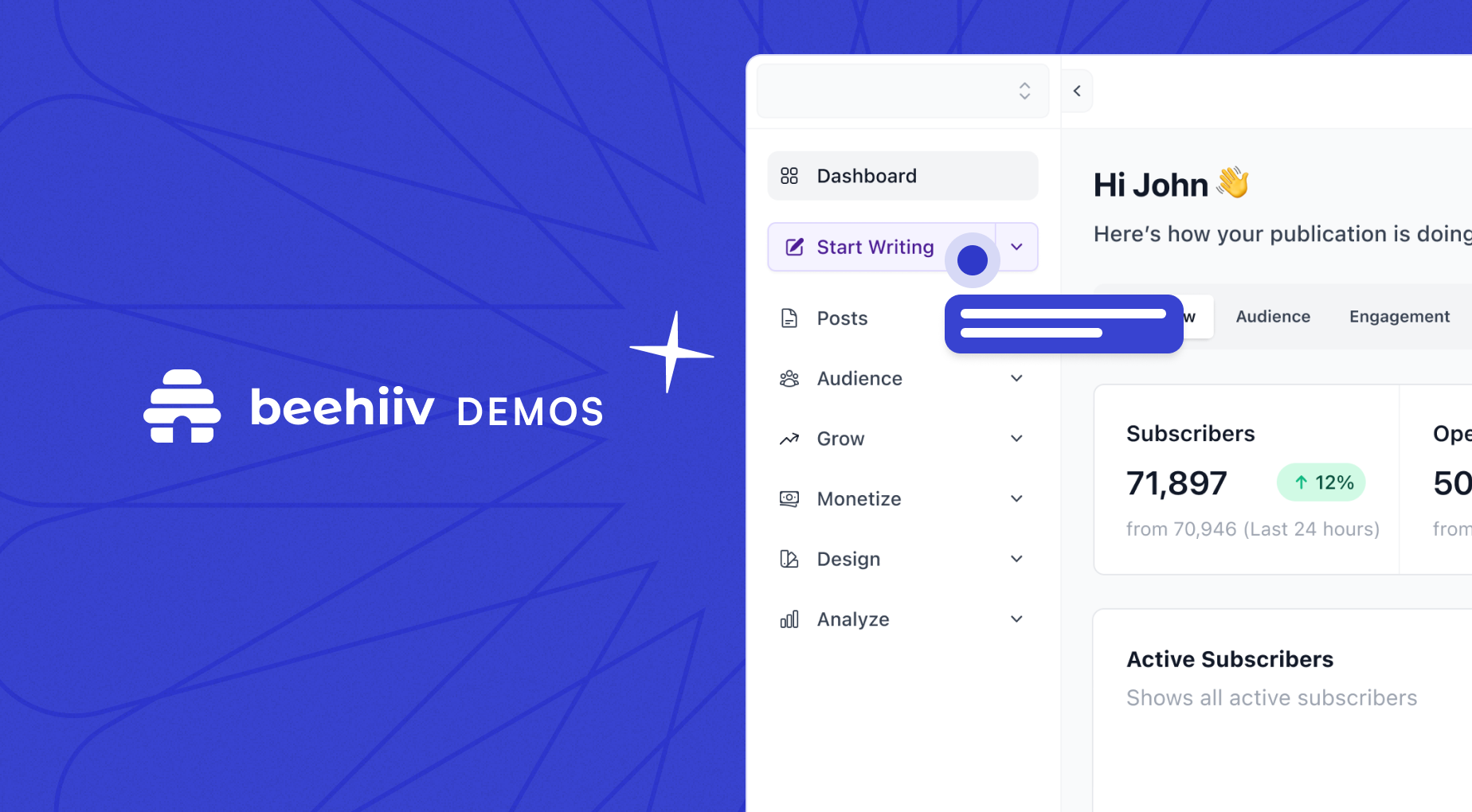 Get an Interactive Demo of the beehiiv Platform Today